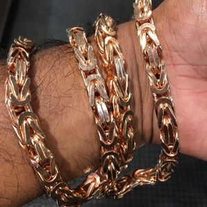 TGDJ | Accessories | Mens Byzantine Chain In 4k Solid Rose Gold 77mm ...